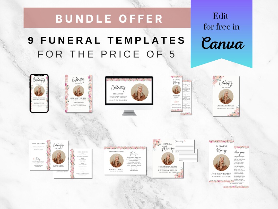 Pink Roses Funeral Bundle | Celebration of Life Package | Memorial ...