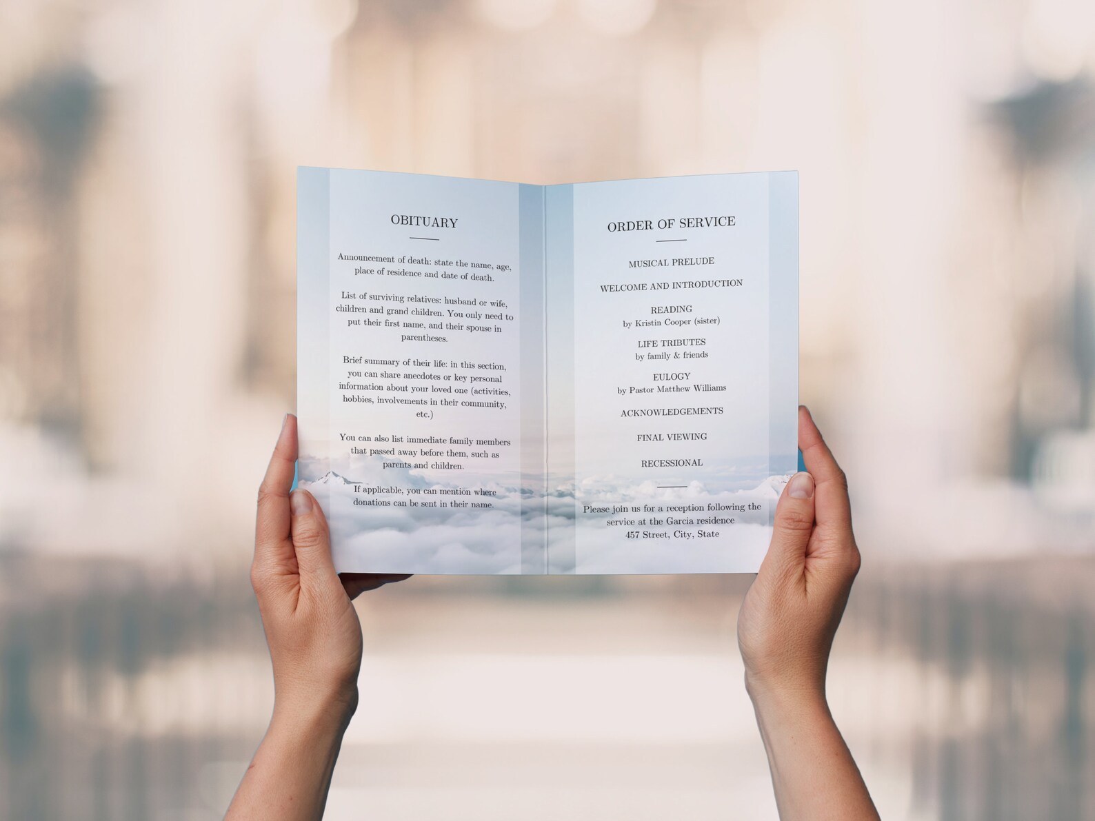 Funeral Program Template | Memorial Service Program Template | Funeral ...