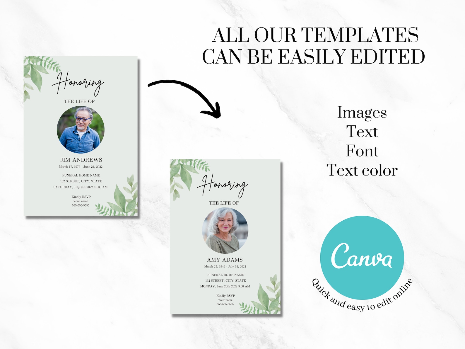 Funeral Program Template | Memorial Service Program Template | Funeral ...