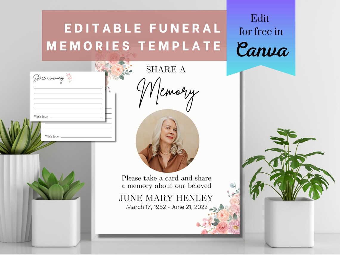 Funeral Share a Memory Sign Template Funeral Share a Memory Cards ...