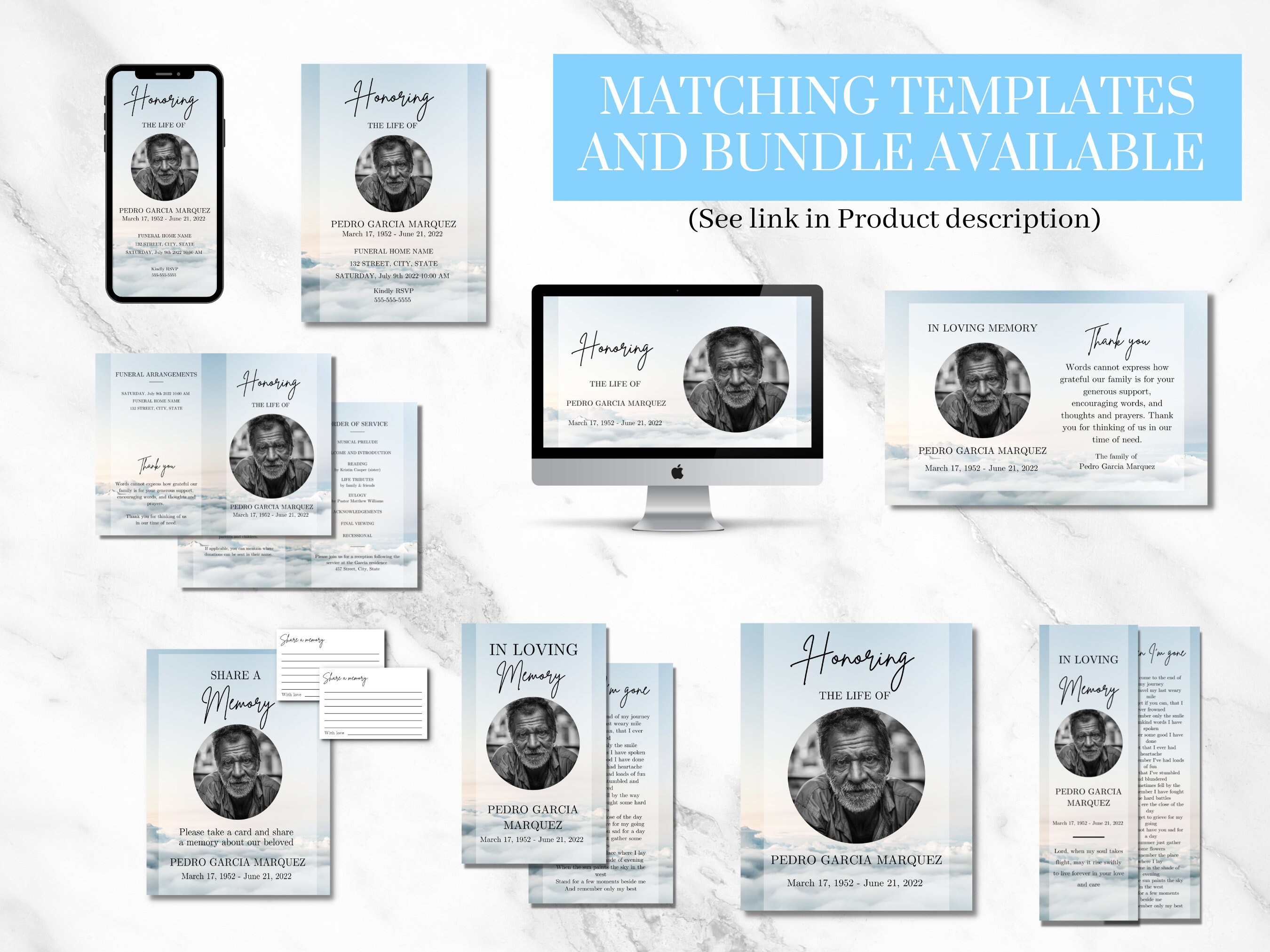 Funeral Program Template | Memorial Service Program Template | Funeral ...