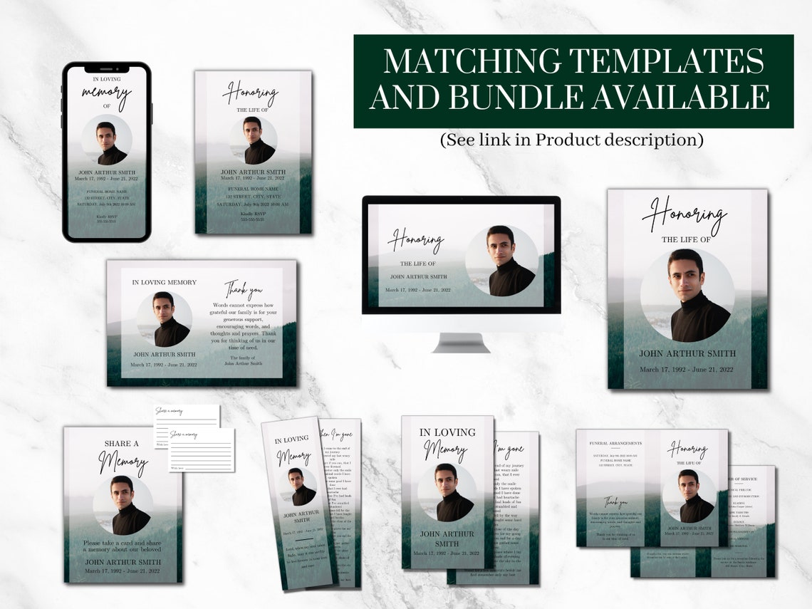 Funeral Program Template | Memorial Service Program Template | Mountain ...