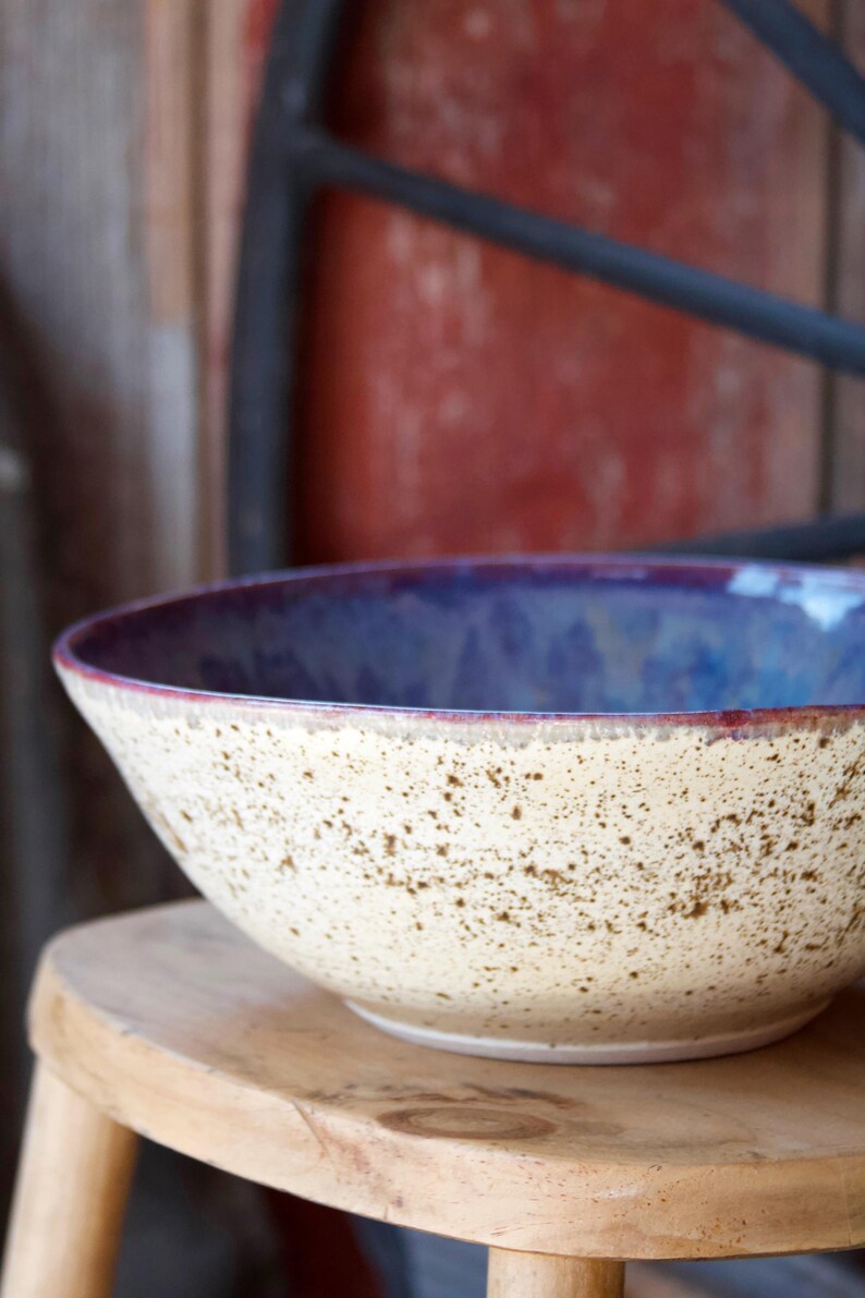 Stunning Large Handmade Serving Bowl – Unique Design – Stoneware Bowl ...