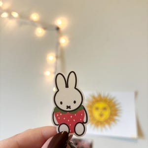 Strawberry Miffy-inspired Sticker! - Etsy