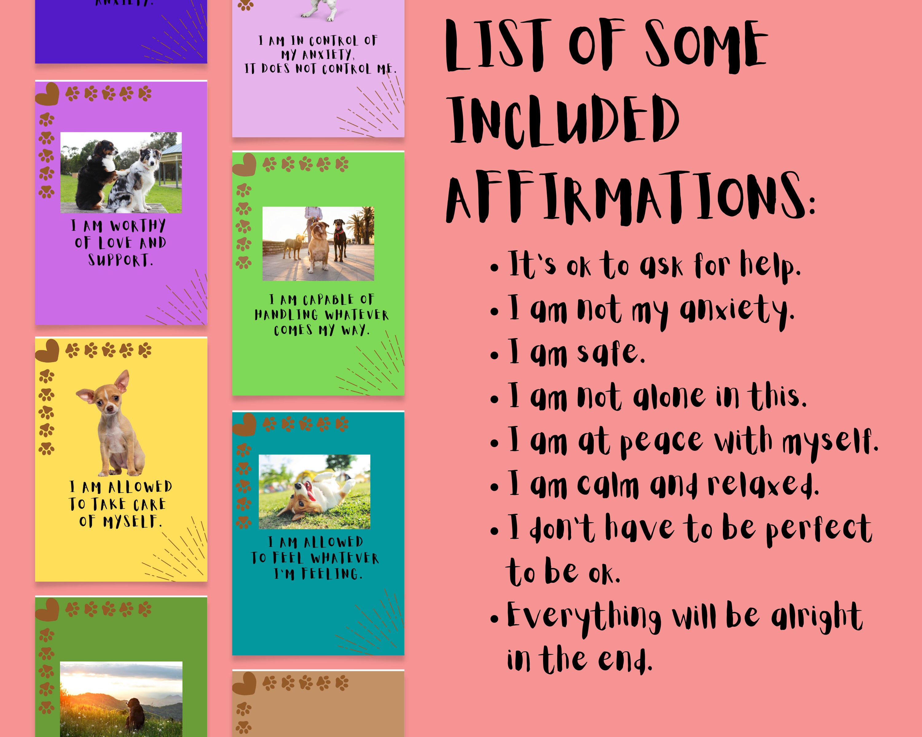 Anxiety Relief Affirmation Cards for Dog Lovers - Etsy