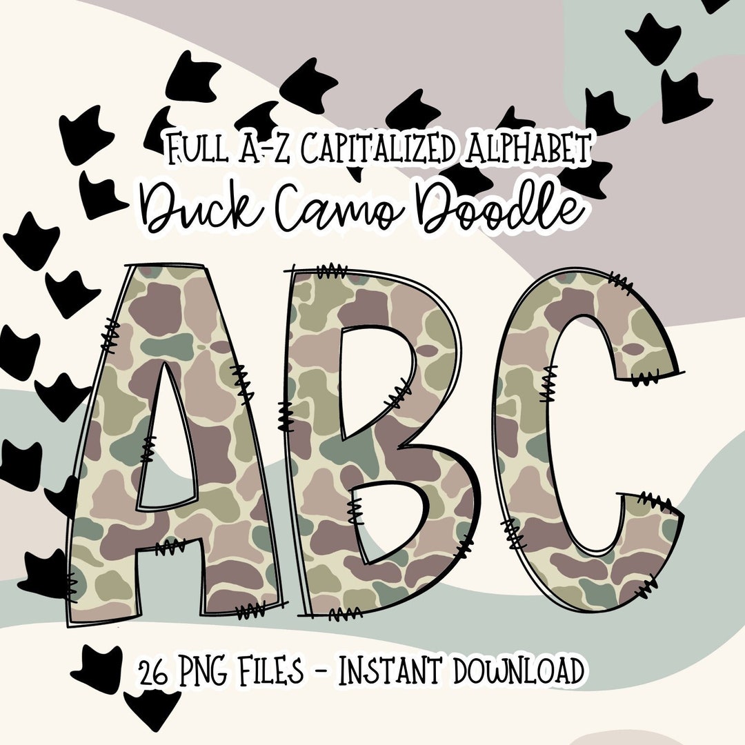 Doodle Alphabet Camo Doodle Letters Alphabet Font Clipart PNG SVG ...