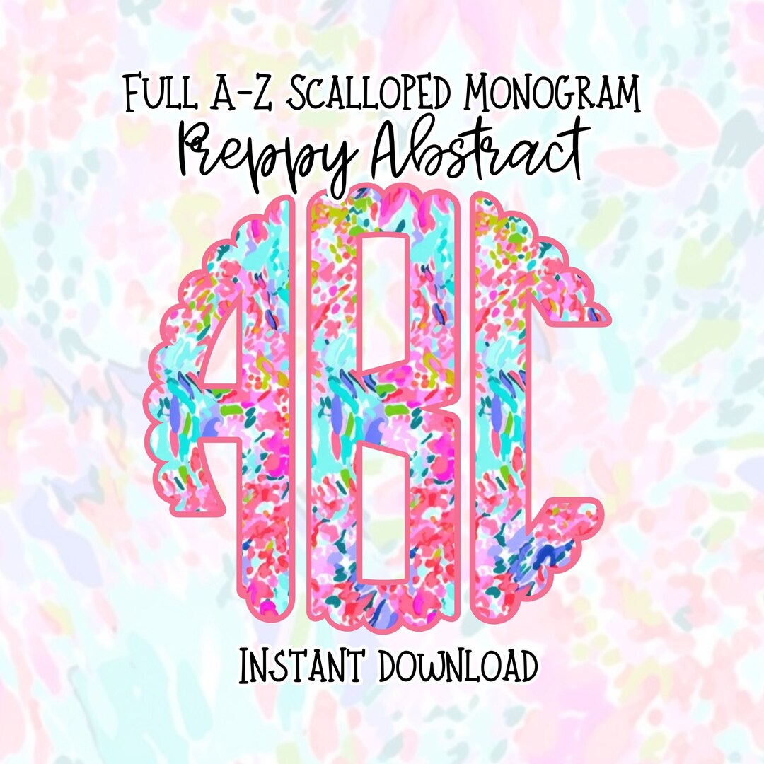 Preppy Abstract Scalloped Monogram Lilly Inspired Monogram Clipart PNG ...