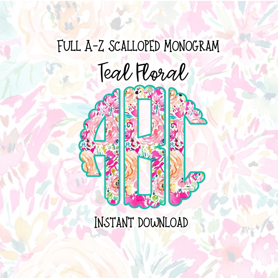 Floral Scalloped Monogram Lilly Inspired Monogram Clipart PNG SVG ...