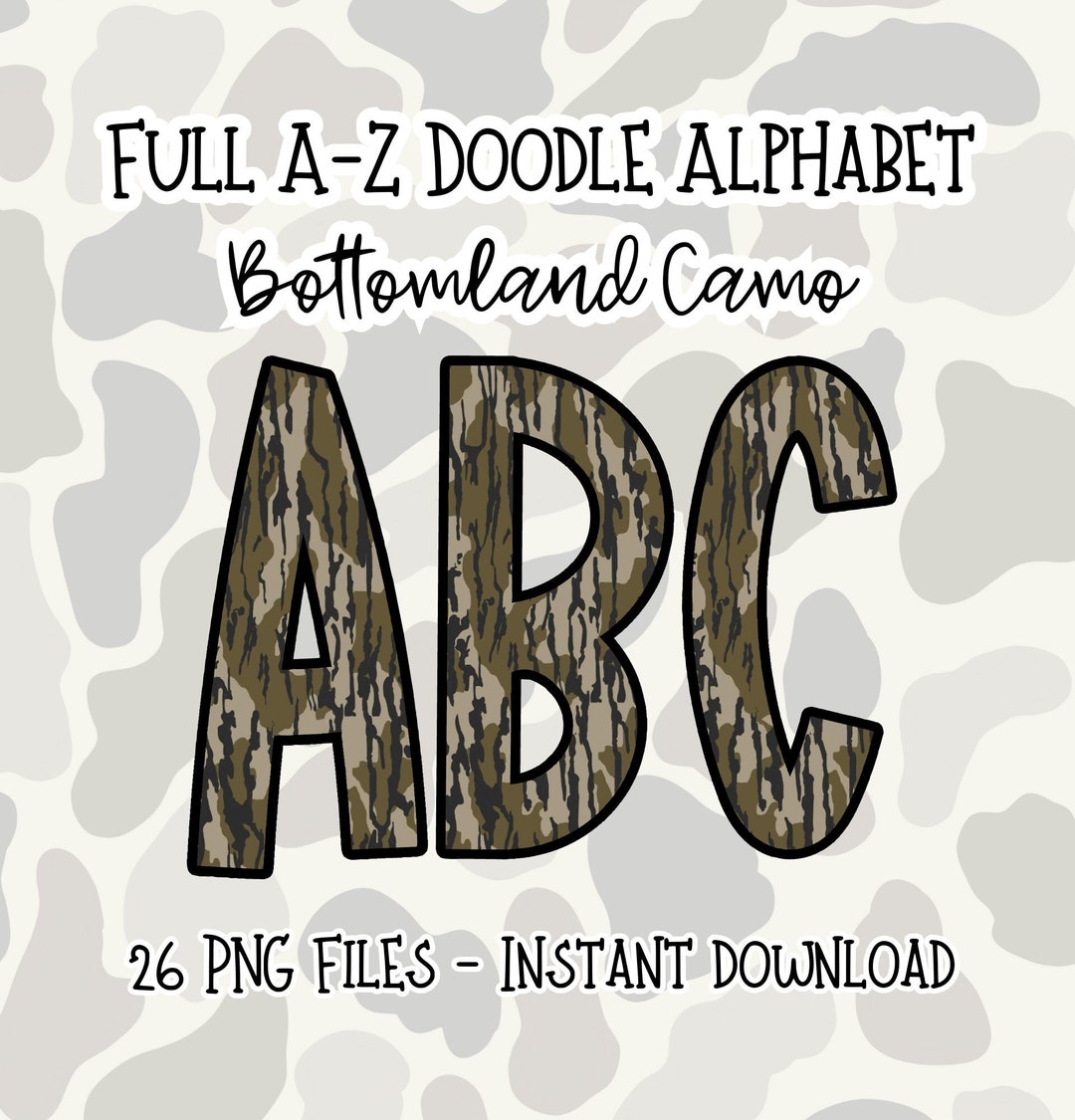 Bottomland Camo Alphabet Camo Font Clipart PNG SVG Sublimation and Heat ...