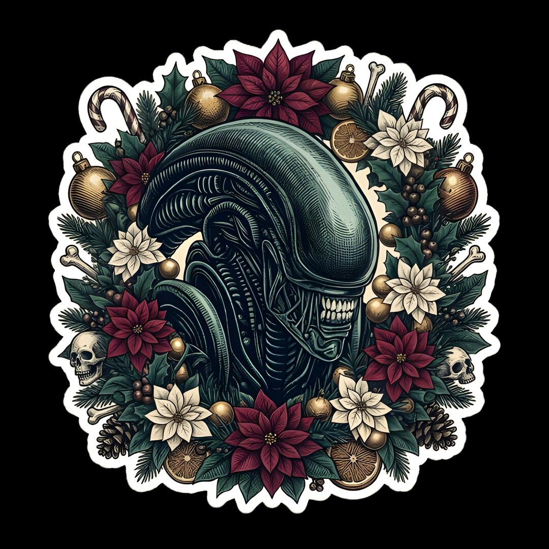 Xenomorph Alien Horror Christmas Sticker Kiss Cut Stocking Stuffer ...