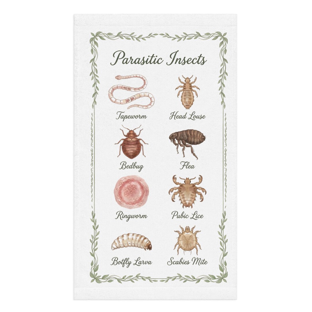 Vintage Parasite Sampler Hand Towel Elegant Medical Illustration Humor ...