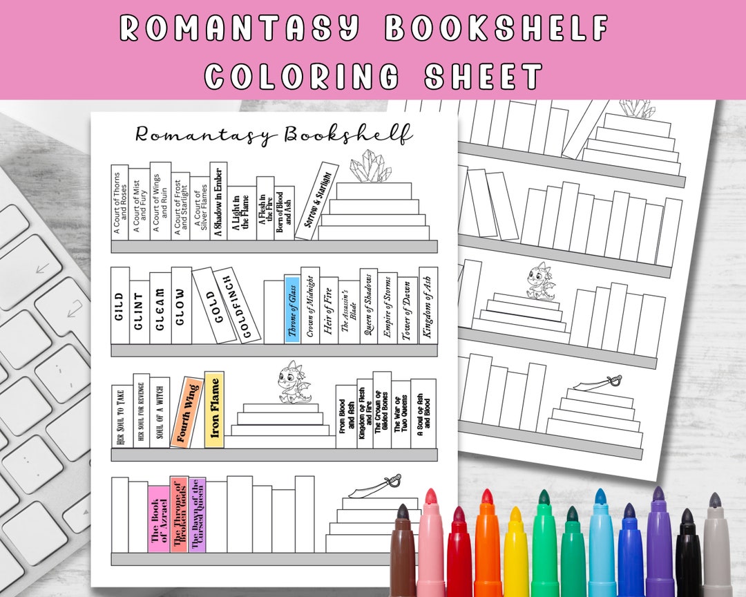 Romantasy Bookshelf Coloring Sheet Tracker Romance Fantasy Smut ...
