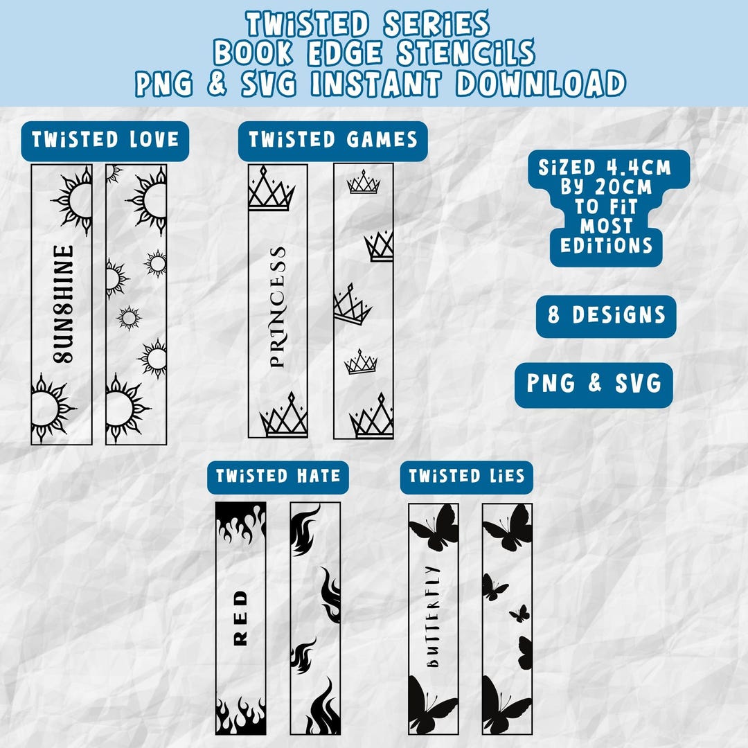 Twisted Series Stencil Book Edges SVG and PNG File, Printable Digital ...