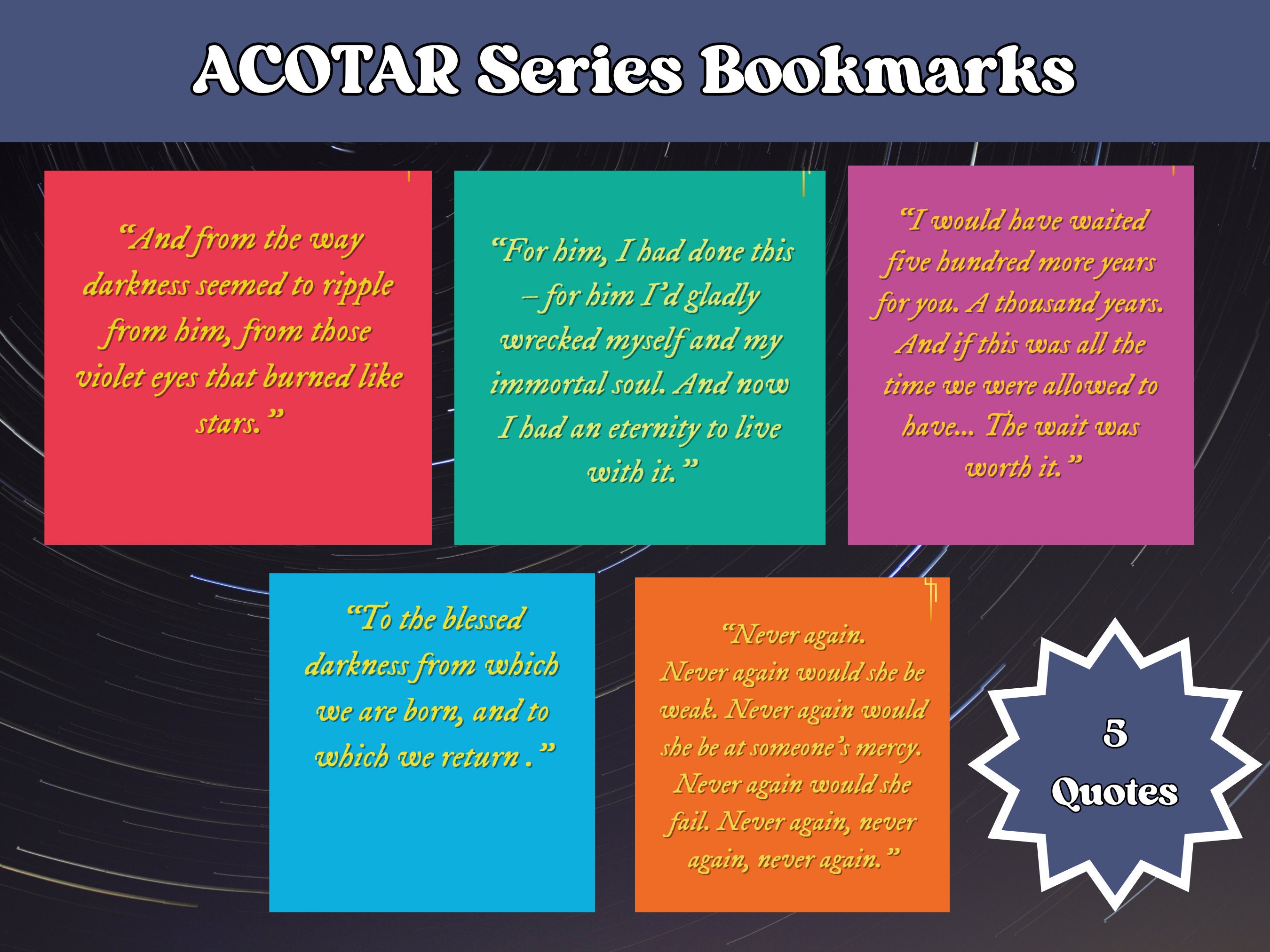 ACOTAR Bookmarks, Booktok Bookish Instant Download PDF Printable ...