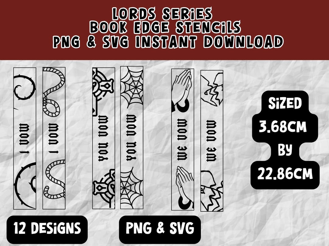 LORDS Series Stencil Book Edges SVG and PNG File, Printable Digital ...