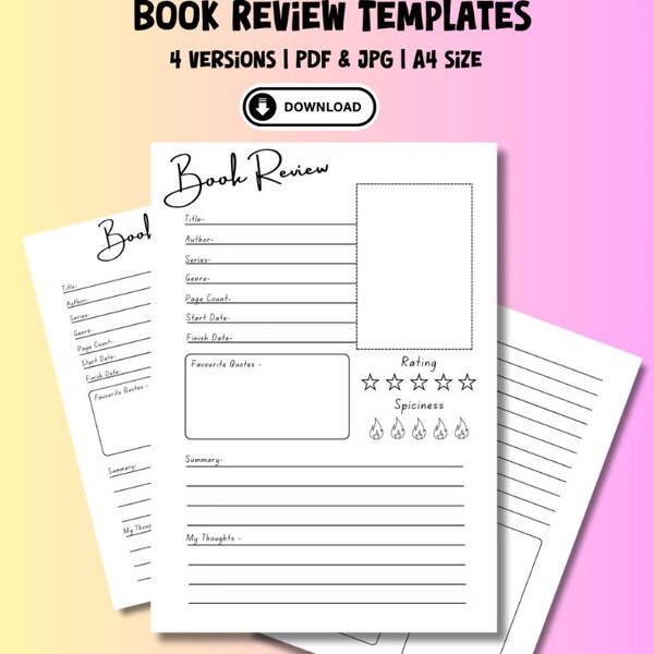 Book Review Printables Spicy - Etsy