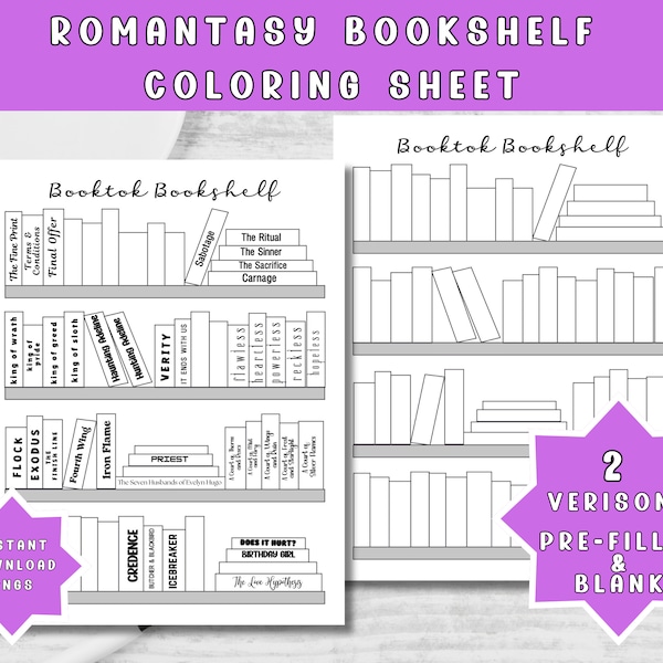 Booktok Coloring Sheet - Etsy