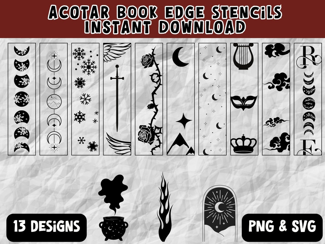 ACOTAR Stencil Spines SVG and PNG File, Printable Digital Files Book ...