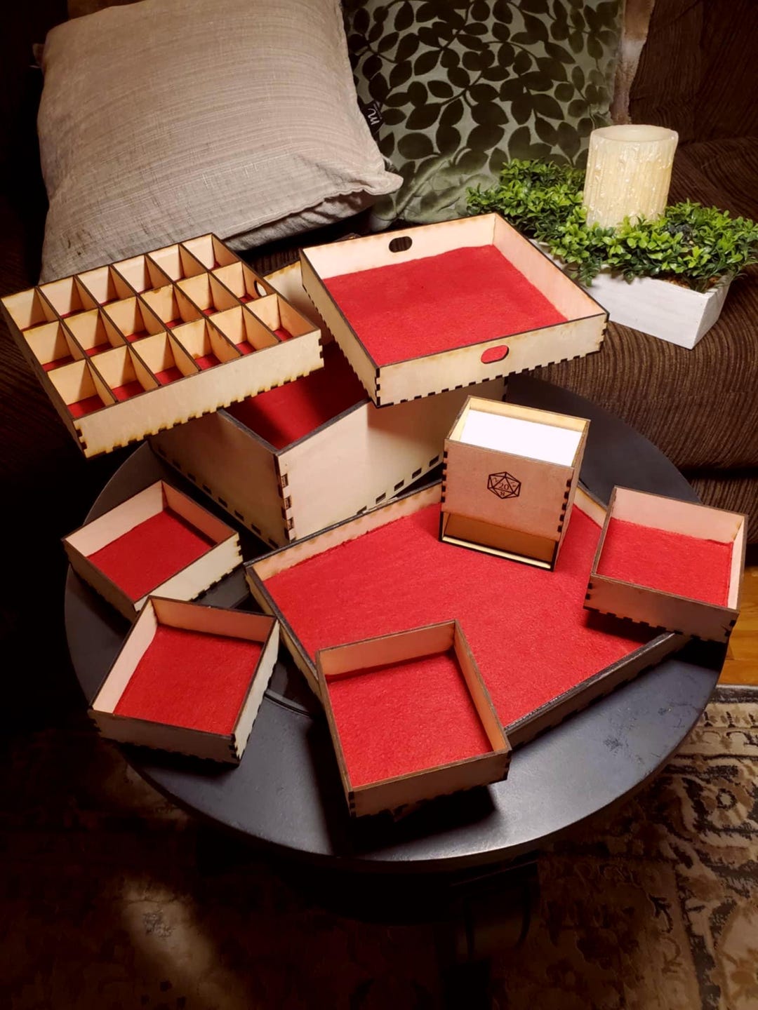 Custom Dnd Wooden Storage Box W/ Dice Tower, Fleece Lined, 3 Levels of ...