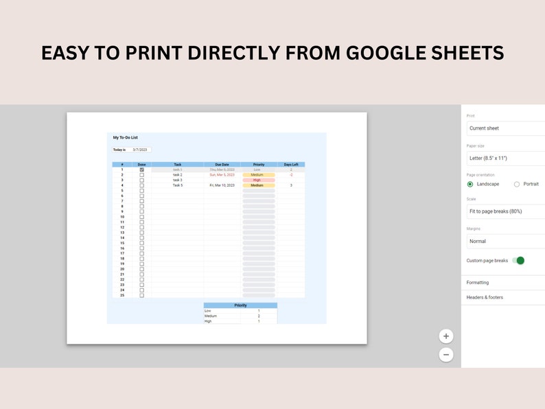 To-do List Google Sheets Printable Mobile Friendly Digital Download - Etsy