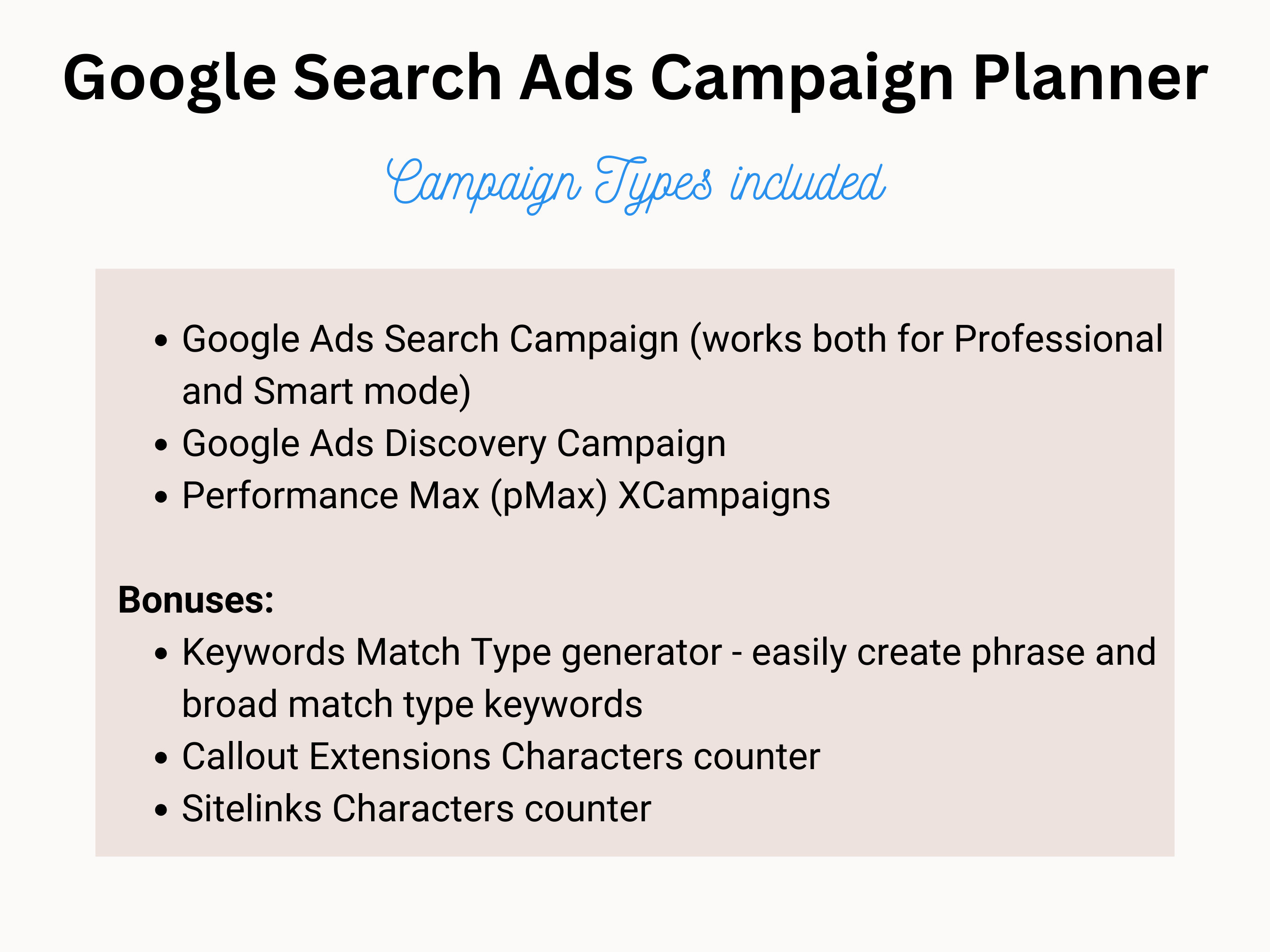 Google Ads Campaign Planner Spreadsheet: PPC Planning Template - Etsy