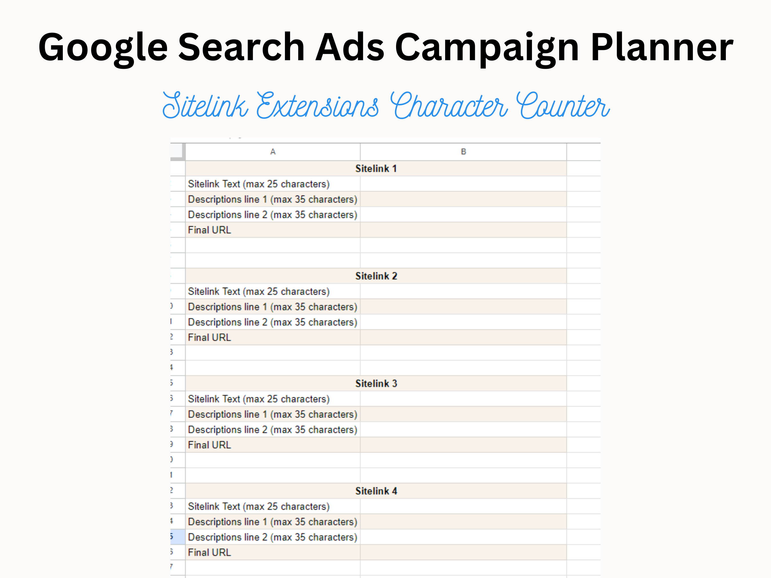 Google Ads Campaign Planner Spreadsheet: PPC Planning Template - Etsy