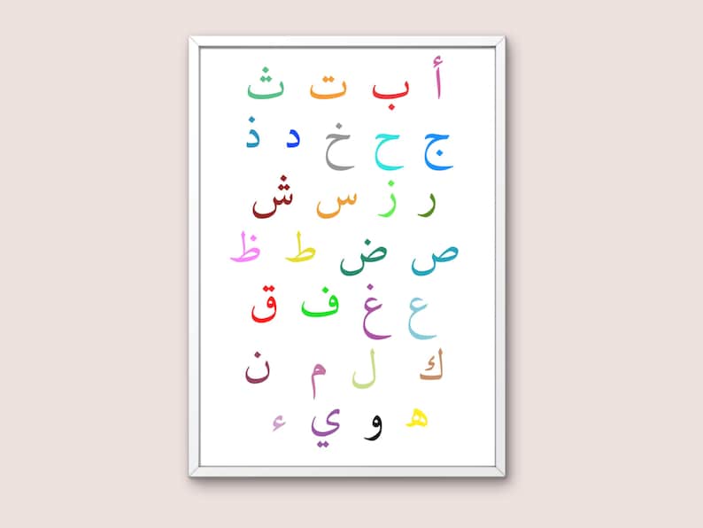 Arabic Alphabet Poster I Arabic Alphabet A4 Printout I Arabic Alphabet ...