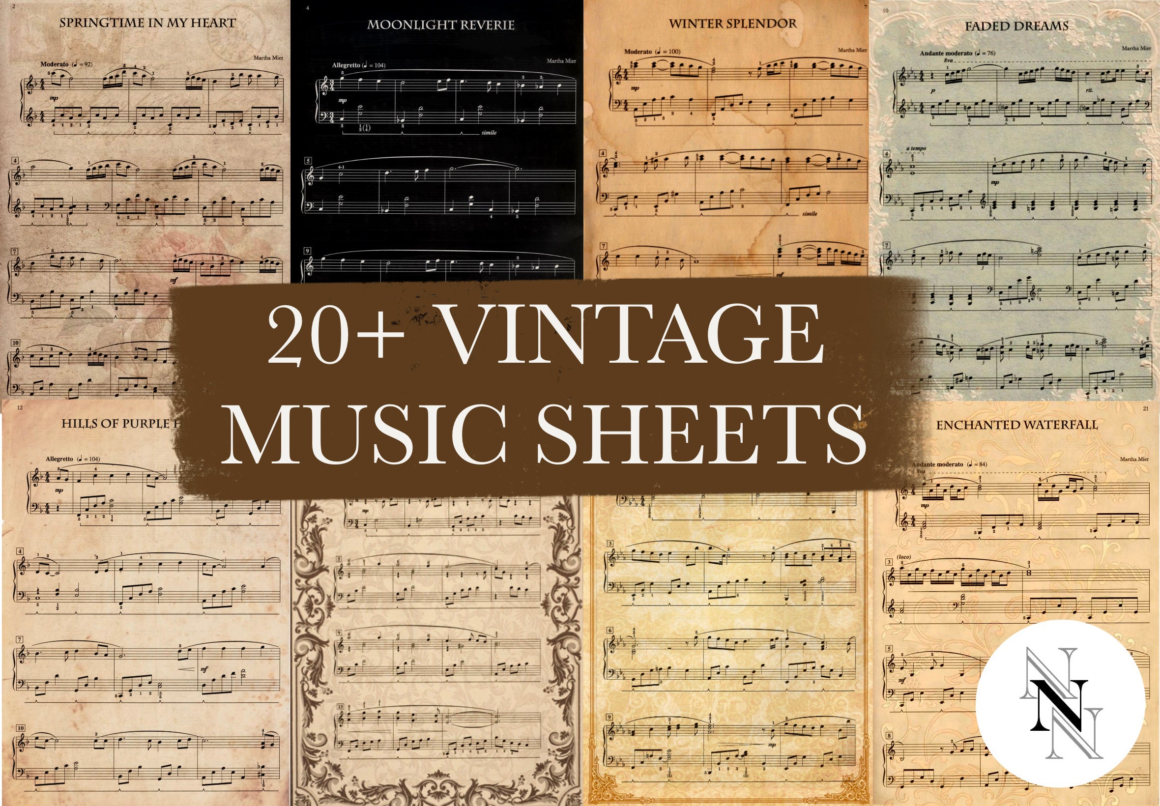 20+ VINTAGE Printable Music Sheets With 8 Songs - Etsy