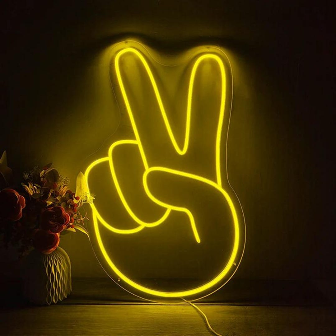 Custom Peace Hand LED Neon Sign: Living Room Wall Decor - Etsy