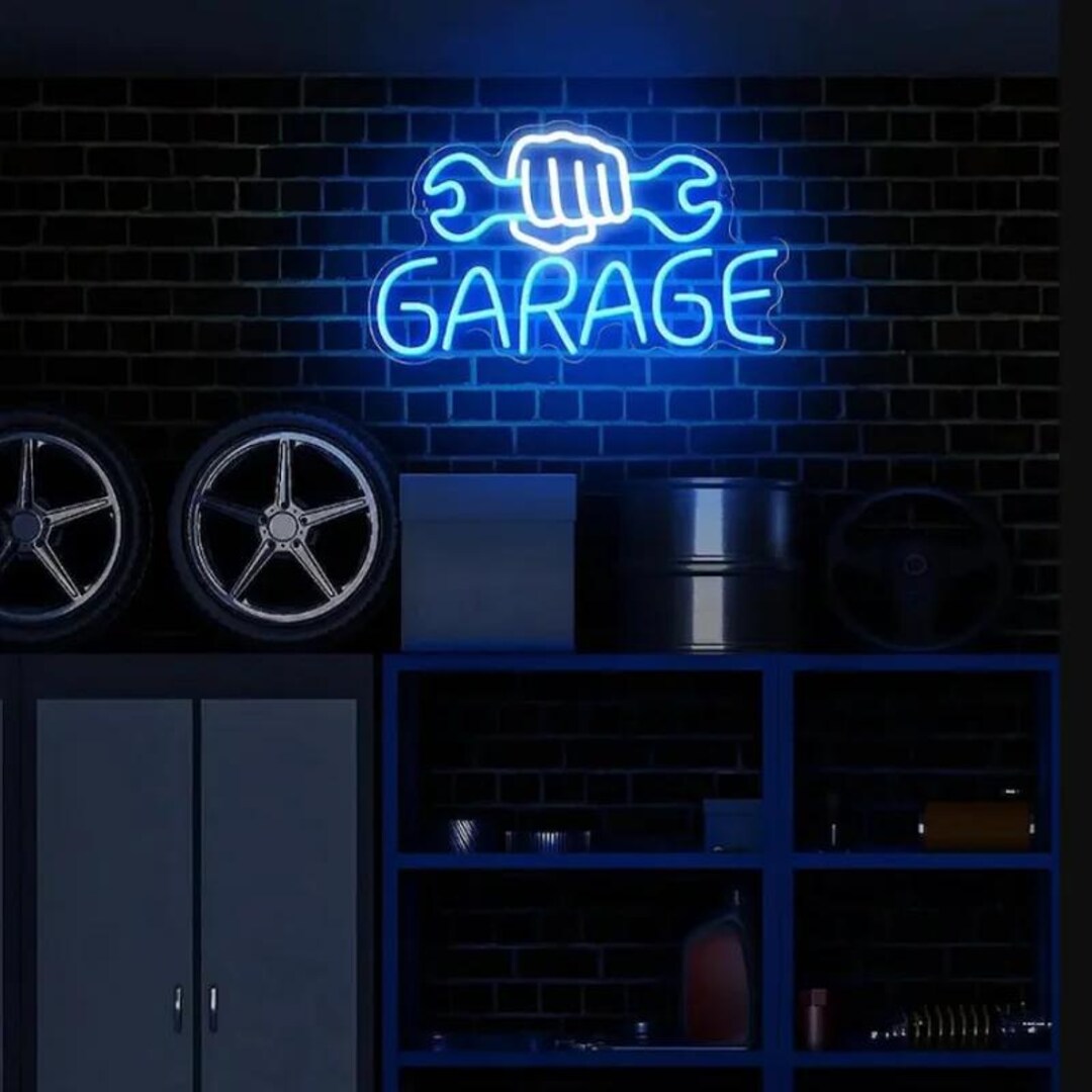 Custom Garage Neon Sign, Personalized Workshop Sign, Wrench Shaped LED ...