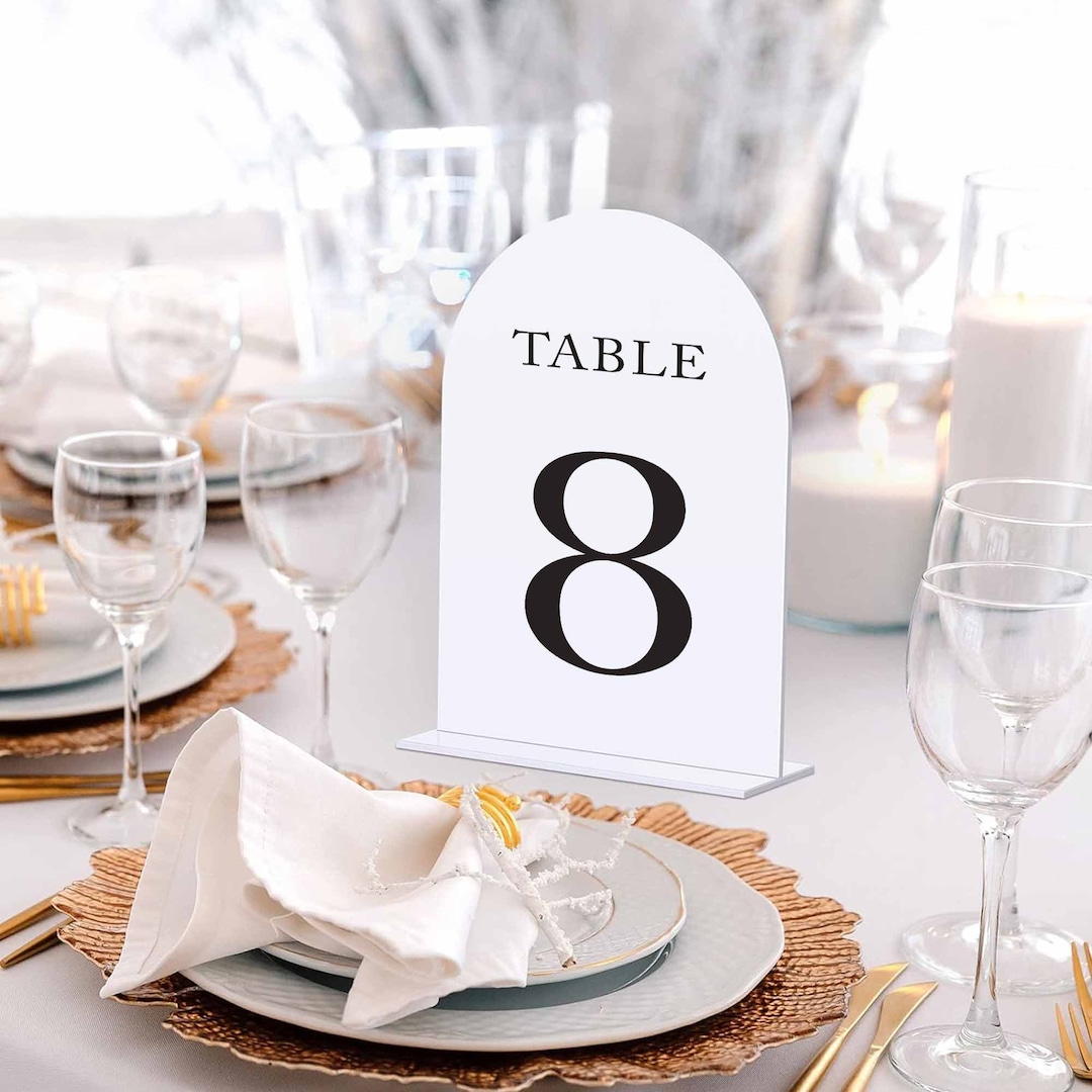 Arched Acrylic Wedding Table Numbers With Stands - Etsy