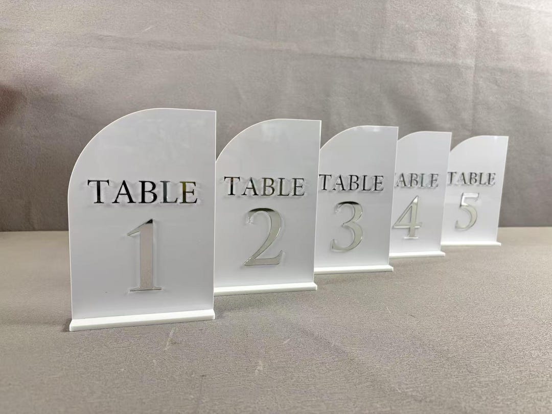 Custom Wedding Table Numbers, Acrylic Table Numbers, White Wedding ...