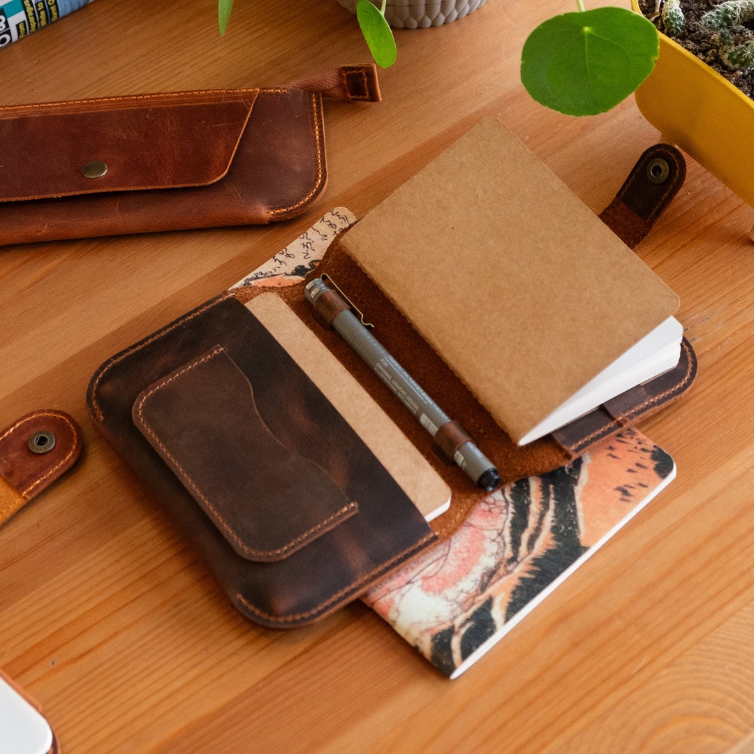 Personalized Leather Journal, Custom Pocket Size Leather Notebook Cover ...