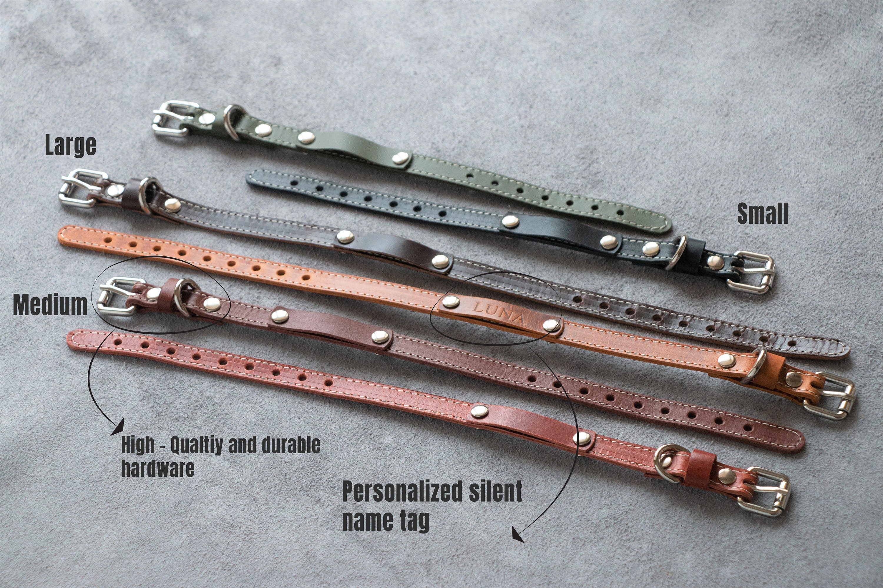 Personalized Leather Cat Collar Customized Cat Collars for Kitten and ...