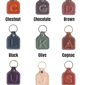 Personalized Leather Keychain, Key Fob, Initial Keychain, Alphabet Key ...