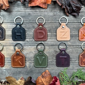 Personalized Leather Keychain, Key Fob, Initial Keychain, Alphabet Key ...