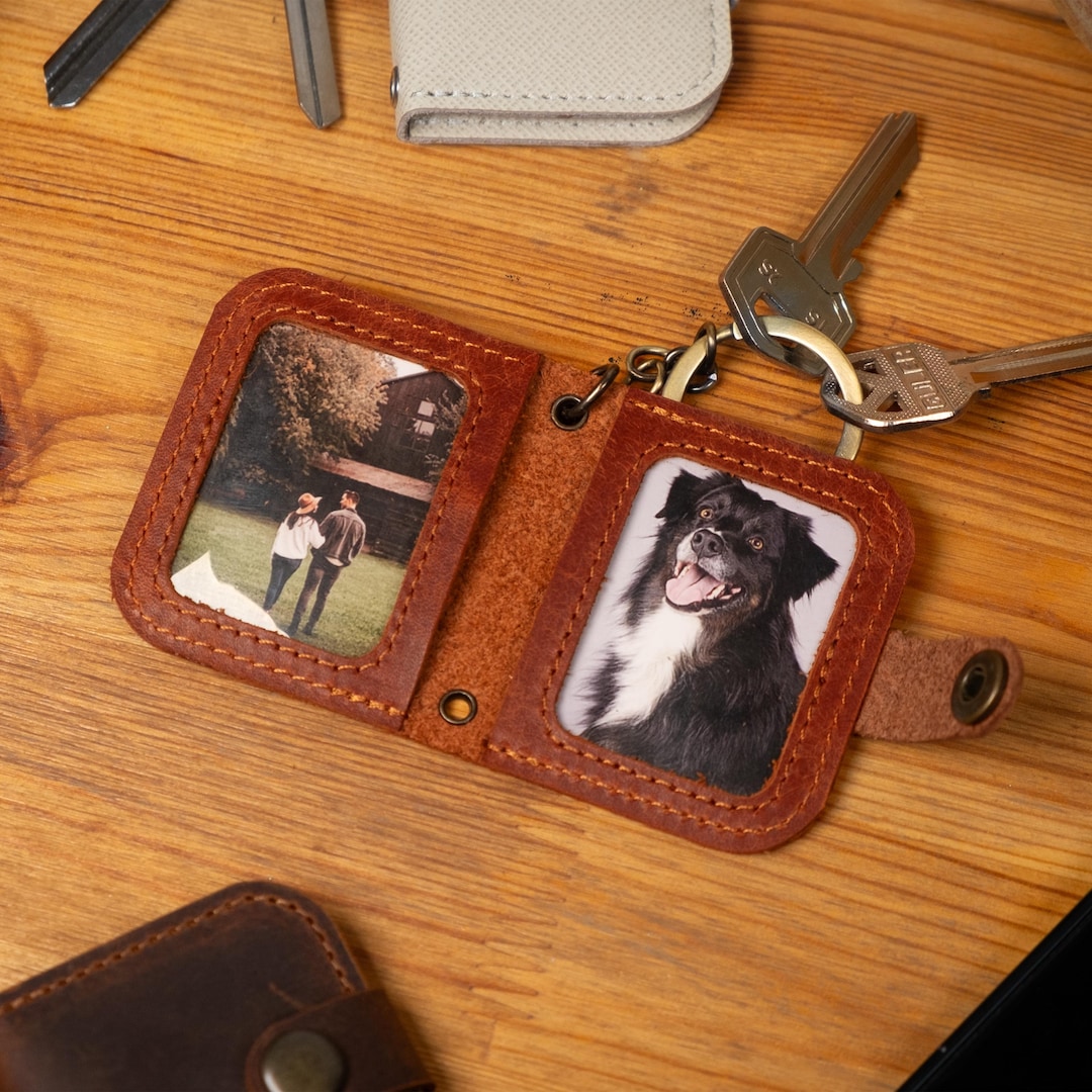 Personalized Leather Keychain With Photo, Custom Mini Photo Album ...