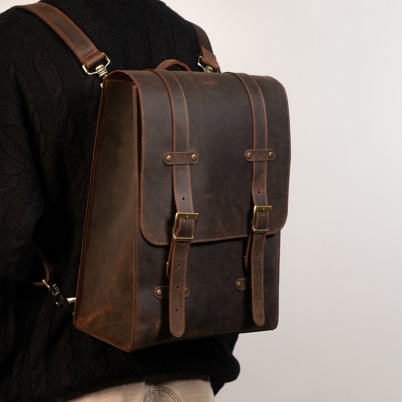 Leather Backpack Vintage - Etsy