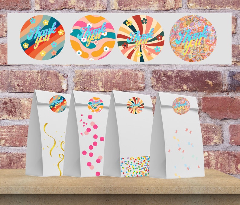 Retro | Funky | Thank You | Sticker Sheets | Colorful - Etsy