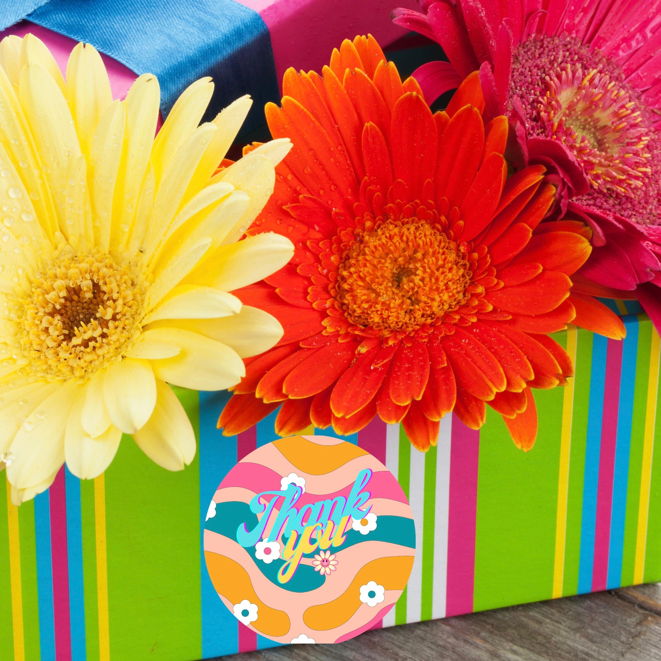 Retro | Funky | Thank You | Sticker Sheets | Colorful - Etsy