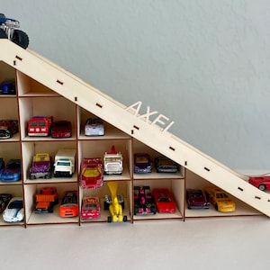Wood Toy Car Ramp for Playing Storage and Display Gift Boy Collector ...
