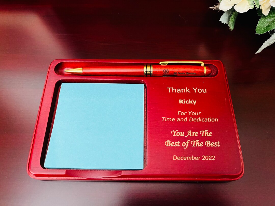 Wooden Post-it Notes and Pen Holder, Free Engraving on Holder - Etsy