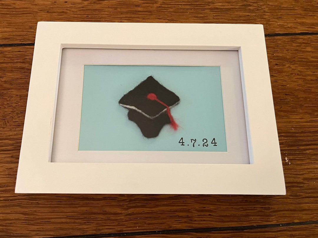 Framed Mortarboard Graduation Cap Needle Felt Handmade Personalised ...