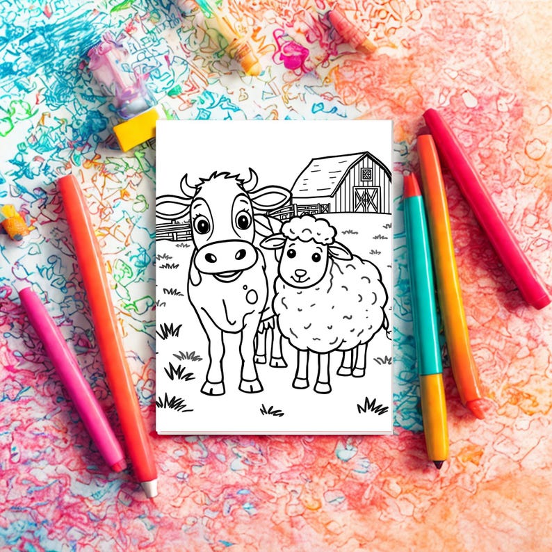Farm Animal Coloring Pages for Kids, Printable Farm Life Coloring Book ...