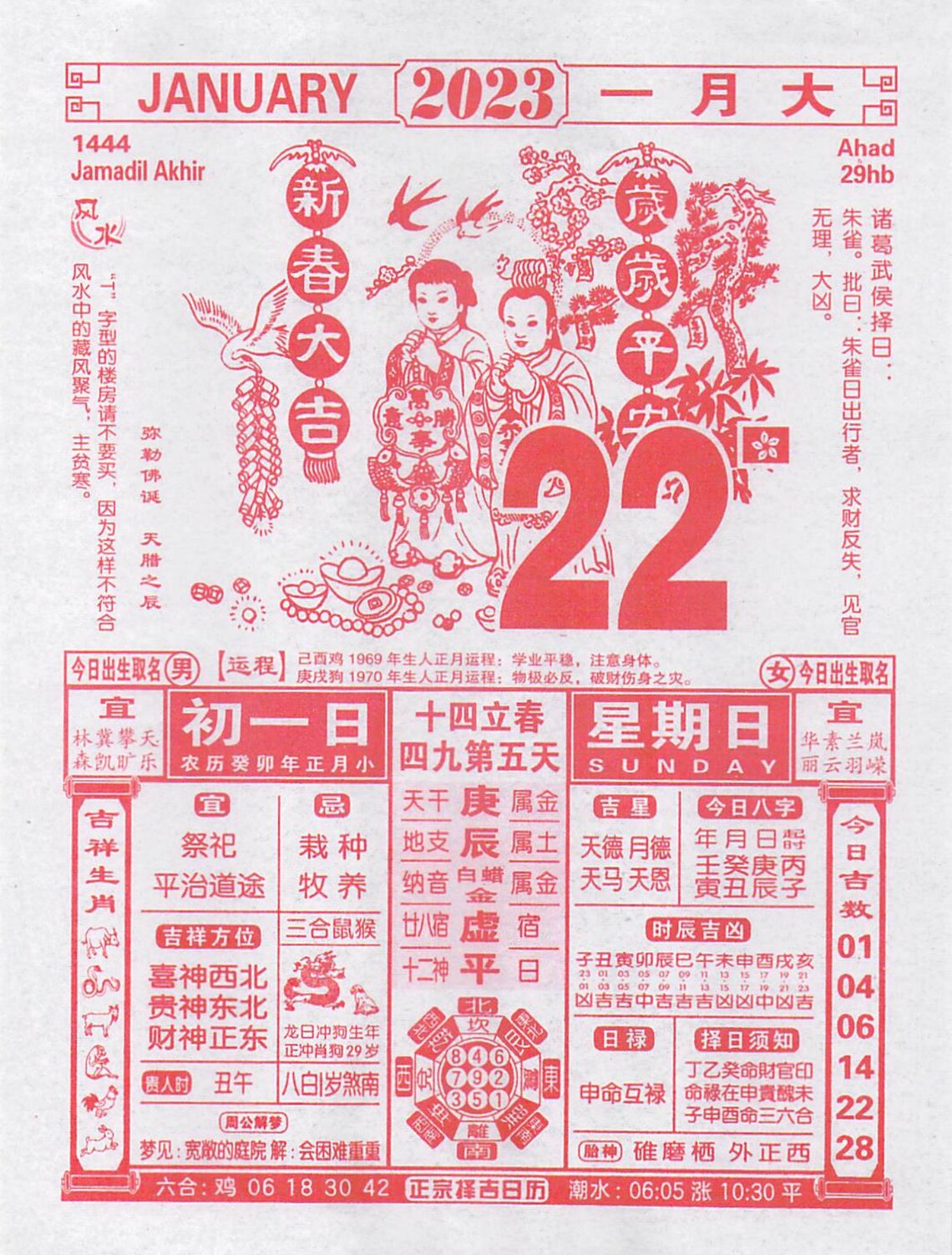 2023 Chinese Lunar Daily Calendar With Auspicious, Divination & Daily ...