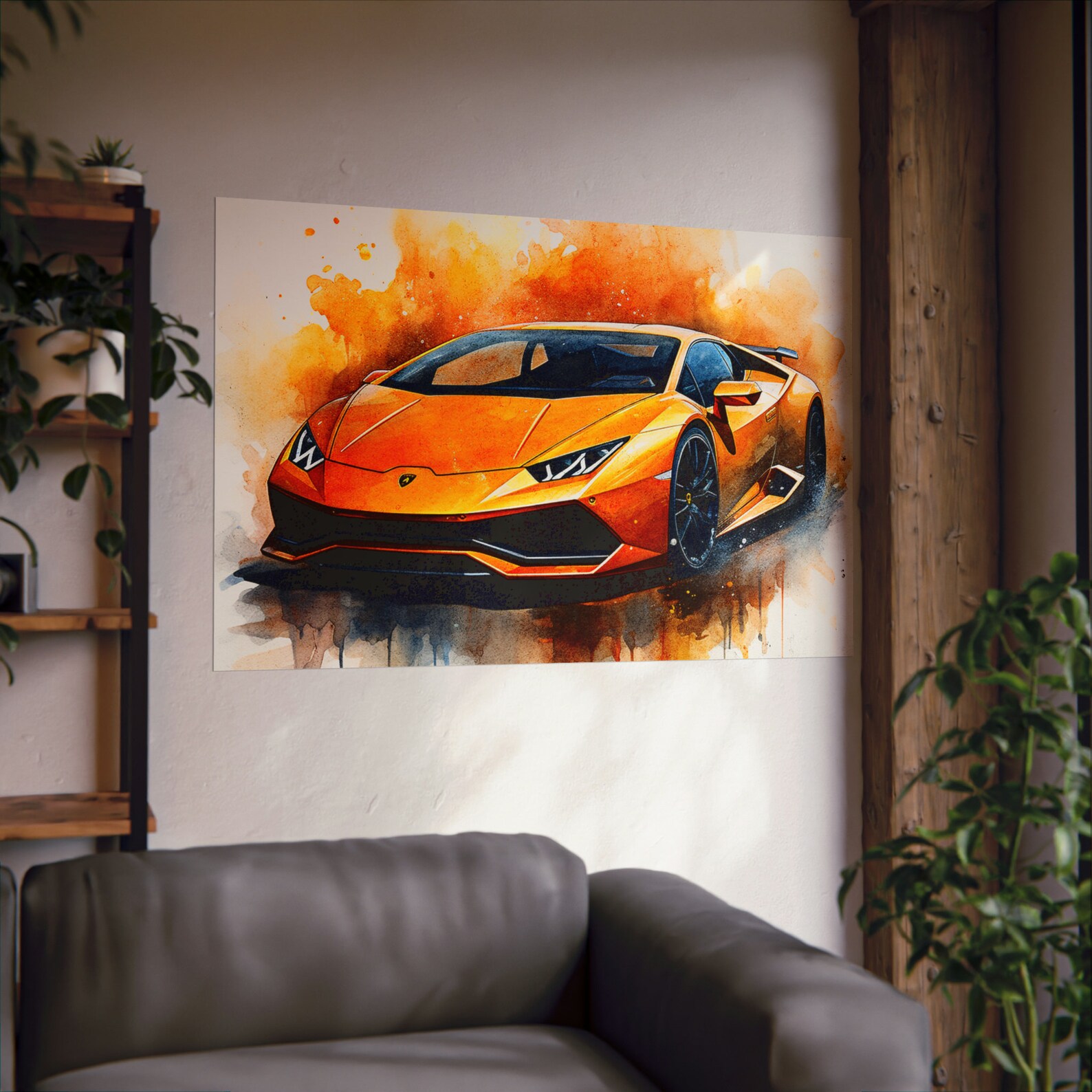 Orange Lamborghini Huracan Poster, Bugatti Poster Wall Art, Lamborghini ...