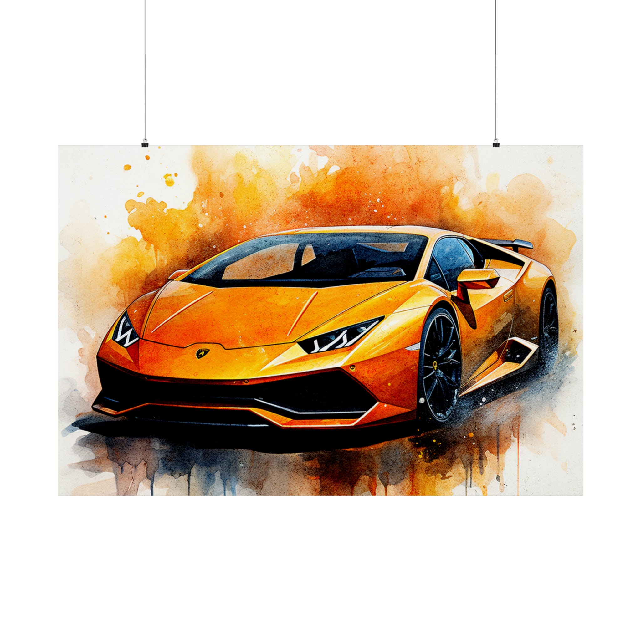 Orange Lamborghini Huracan Poster, Bugatti Poster Wall Art, Lamborghini ...