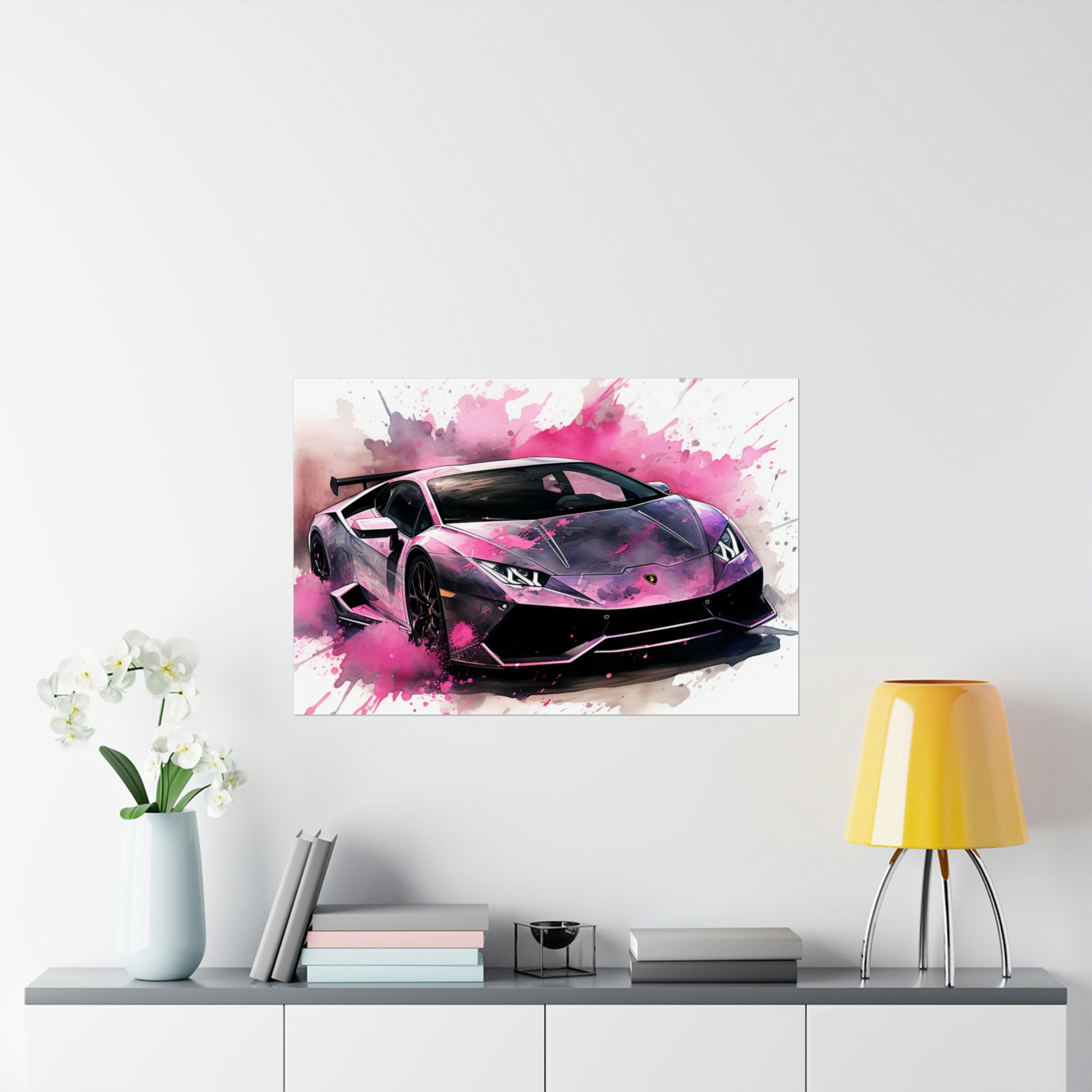Lamborghini Wall Art | Lamborghini Poster | Black Pink Lamborghini ...