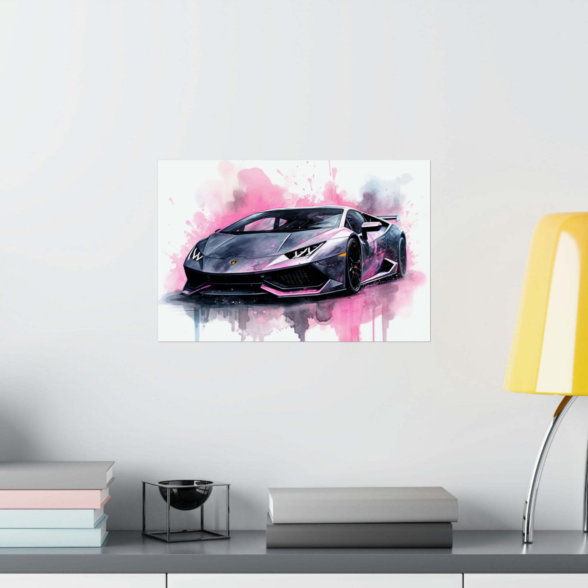 Lamborghini Wall Art | Lamborghini Poster | Black Pink Lamborghini ...