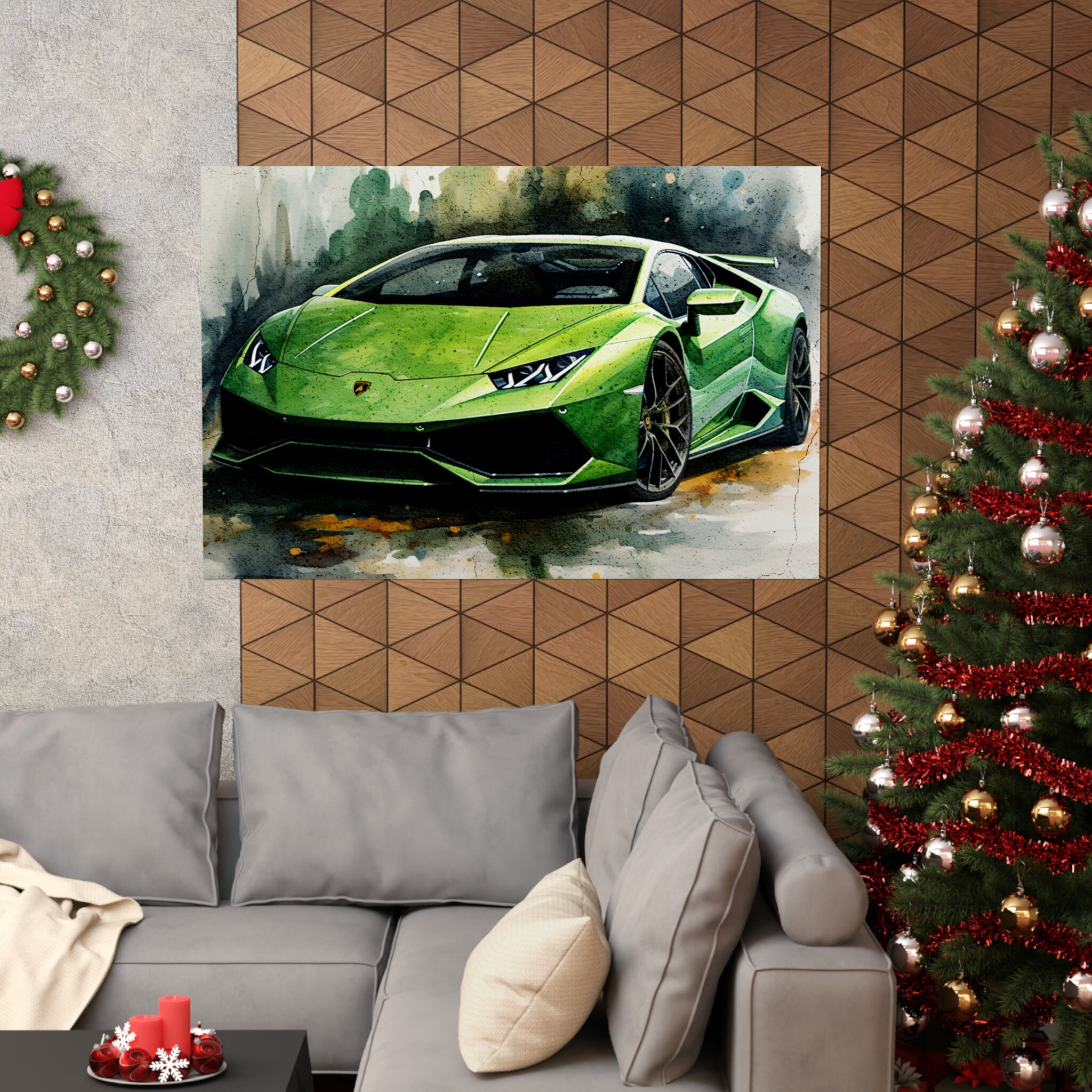 Lamborghini Wall Art Lamborghini Poster Green Lamborghini Sports Car ...